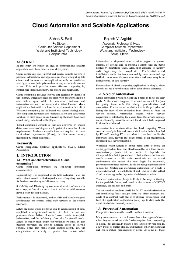 (PDF) Cloud Automation and scalable applications