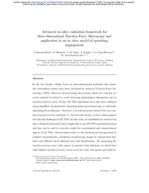 (PDF) In Silico Validation for 3D Traction Force Microscopy