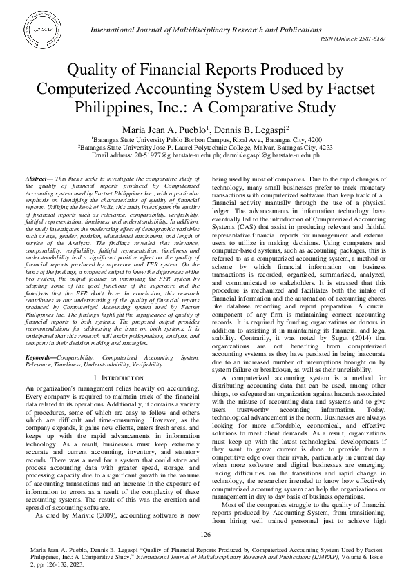(PDF) Quality of Financial Reports Produced by Computerized Accounting ...
