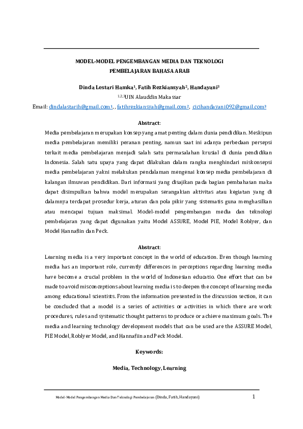 (PDF) MODEL-MODEL PENGEMBANGAN MEDIA DAN TEKNOLOGI PEMBELAJARAN BAHASA ARAB