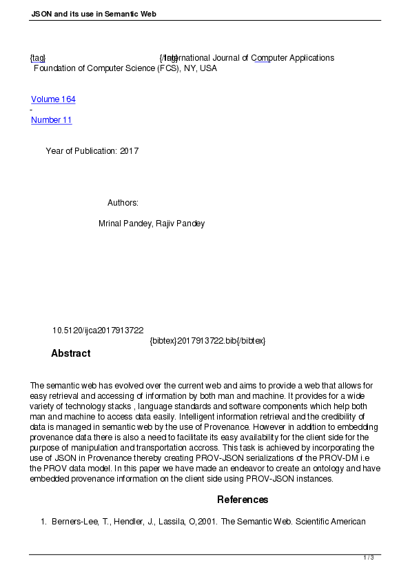 (PDF) JSON and its use in Semantic Web