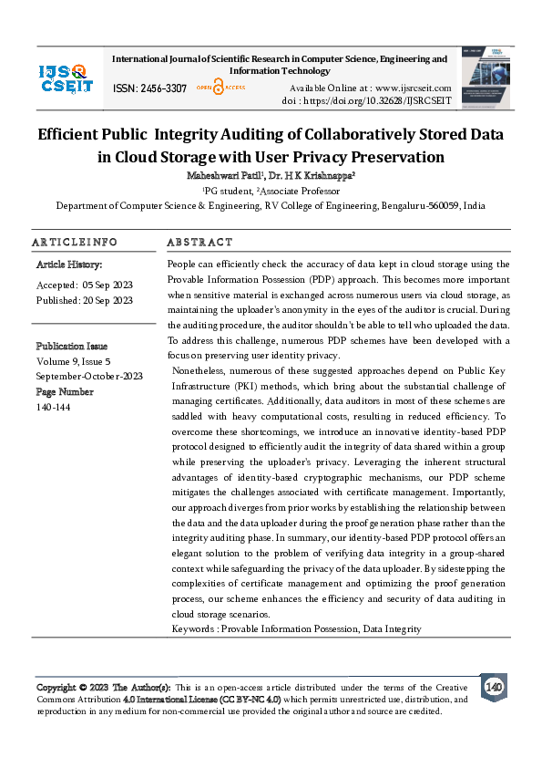 (PDF) Efficient Public Integrity Auditing of Collaboratively Stored Data in Cloud Storage with ...
