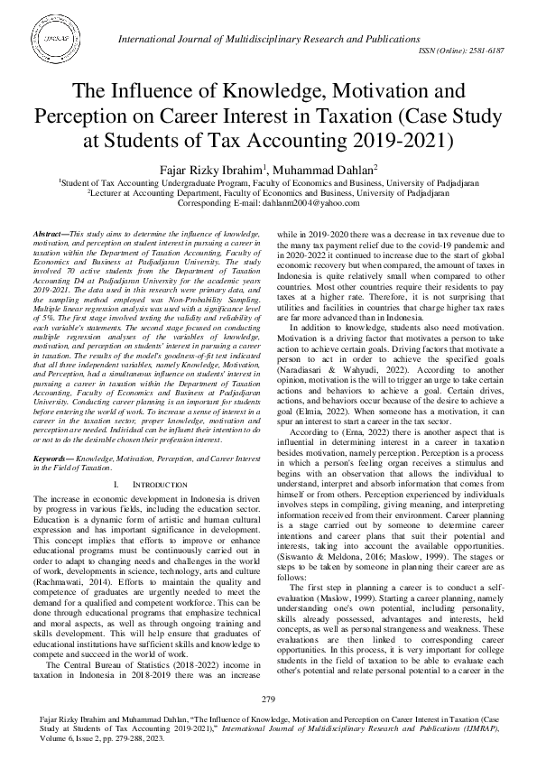 (PDF) The Influence of Knowledge, Motivation and Perception on Career ...