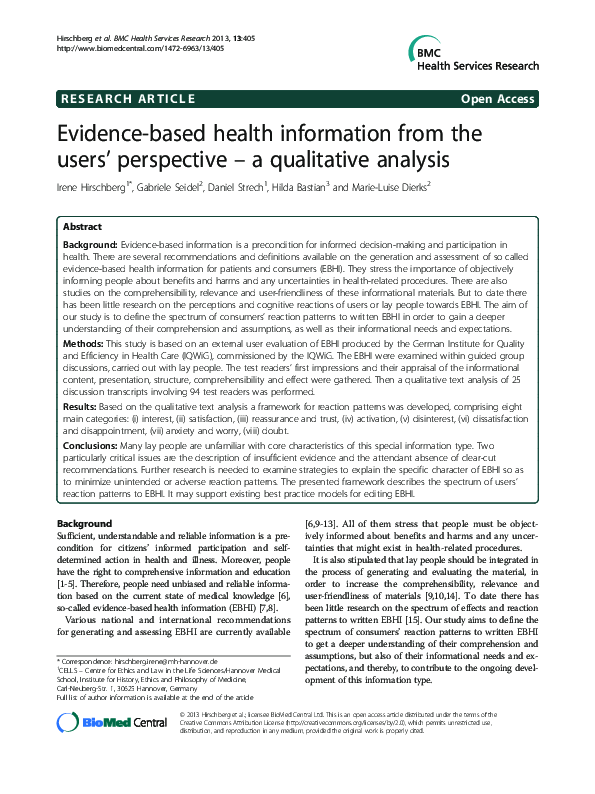 (PDF) Evidence-based health information from the users’ perspective – a ...