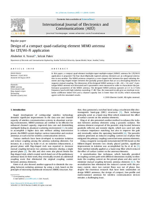 (PDF) Design of a compact quad-radiating element MIMO antenna for LTE ...