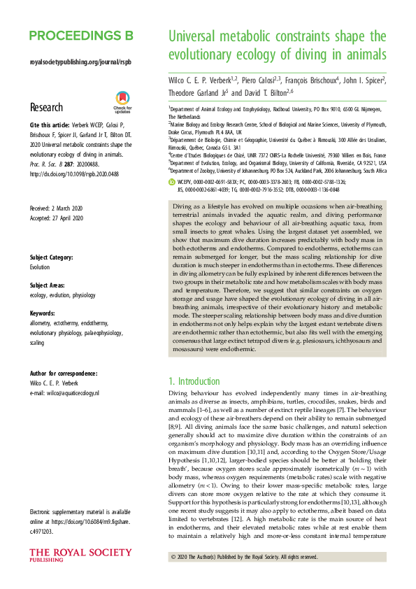 (PDF) Universal metabolic constraints shape the evolutionary ecology of ...