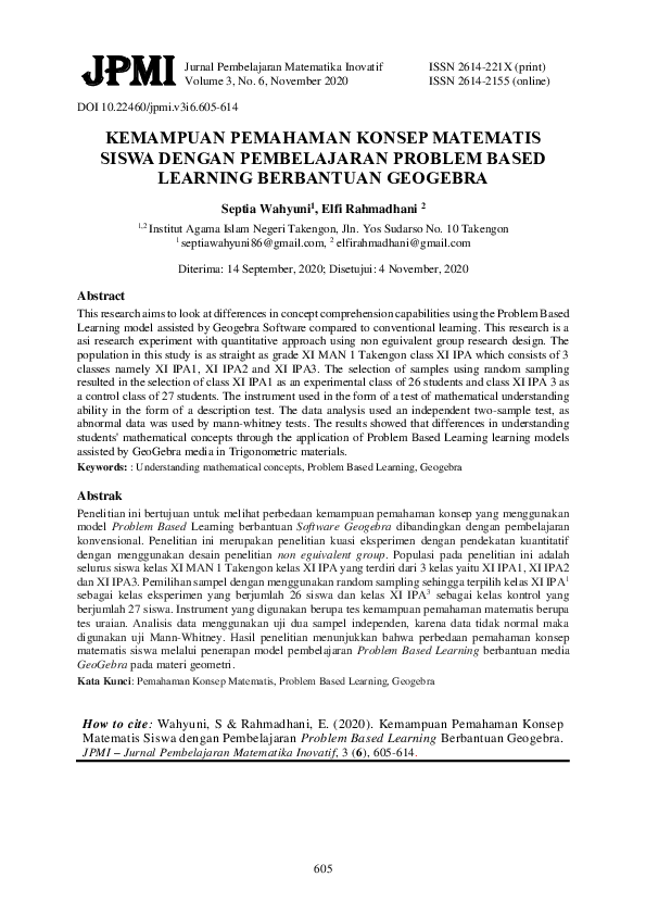 (PDF) Kemampuan Pemahaman Konsep Matematis Siswa Dengan Pembelajaran Problem Based Learning ...