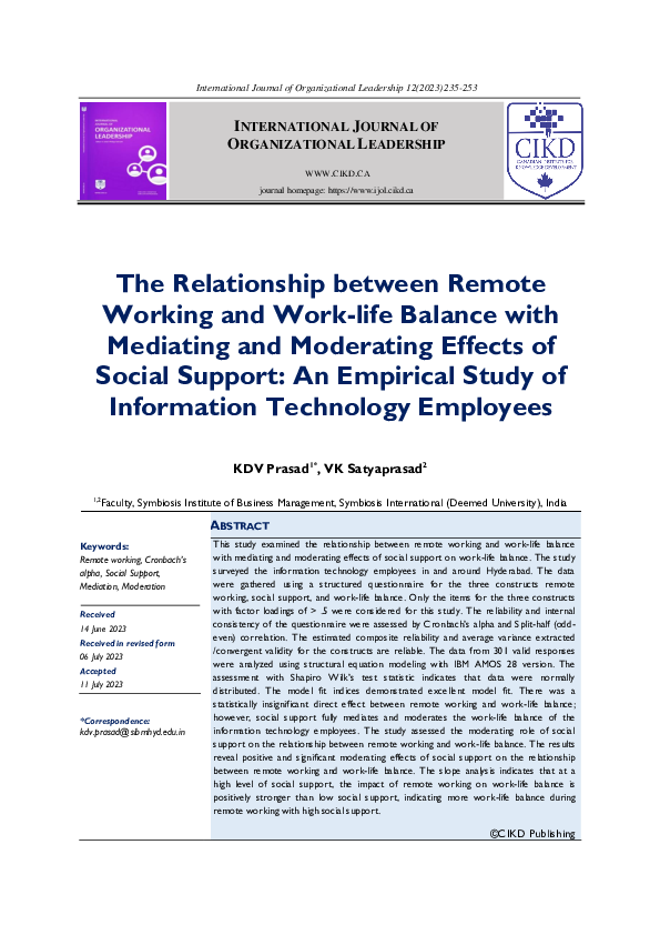(PDF) The Relationship between Remote Working and Work-life Balance ...