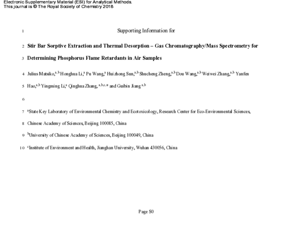 (PDF) Stir bar sorptive extraction and thermal desorption – gas ...