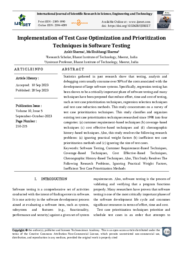 Pdf Implementation Of Test Case Optimization And Prioritization 2474