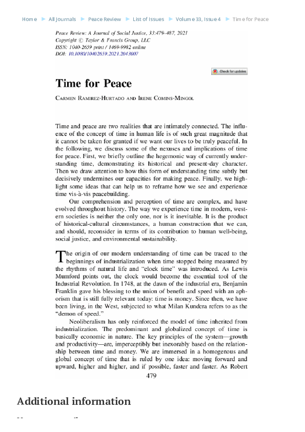 (PDF) Time for Peace