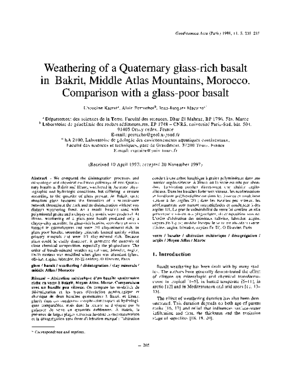 (PDF) Weathering of a quaternary glass-rich basalt in Bakrit, Middle ...
