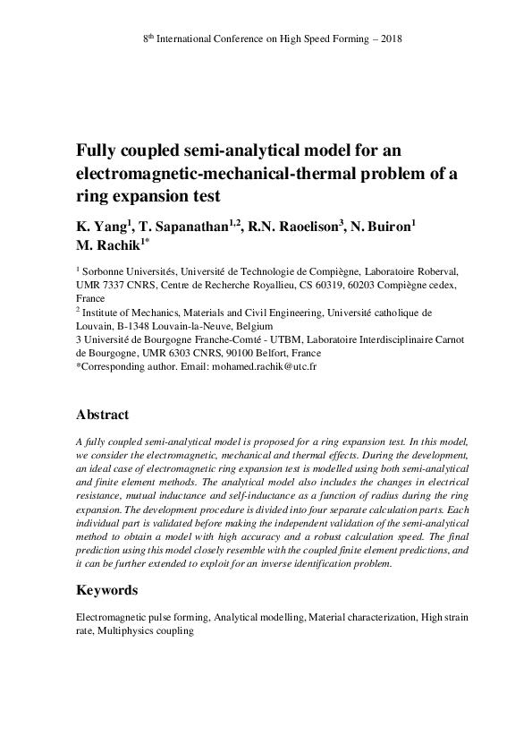 (PDF) Fully coupled semi-analytical model for an electromagnetic ...