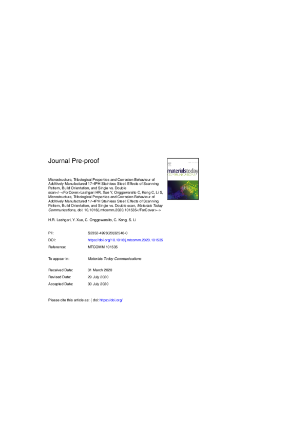 Pdf Microstructure Tribological Properties And Corrosion Behaviour Of Additively Manufactured