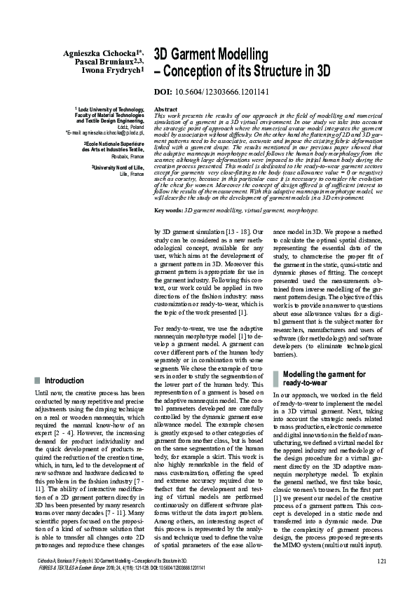 (PDF) 3D Garment Modelling – Conception of Its Structure in 3D
