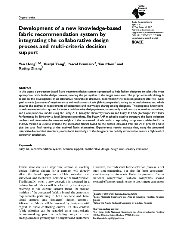 (PDF) Development of a new knowledge-based fabric recommendation system ...