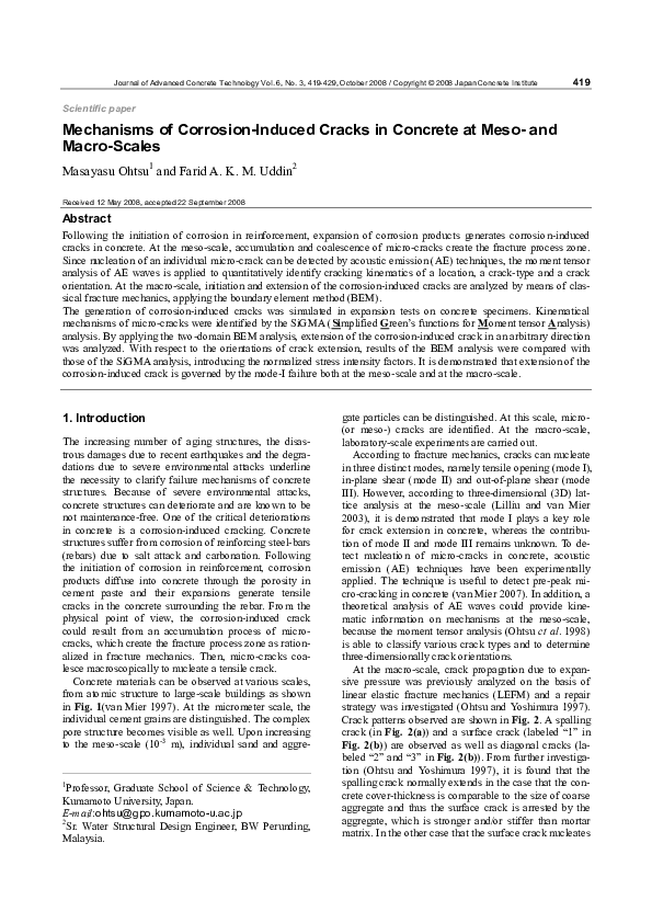 (PDF) Mechanisms of Corrosion-Induced Cracks in Concrete at Meso- and Macro-Scales