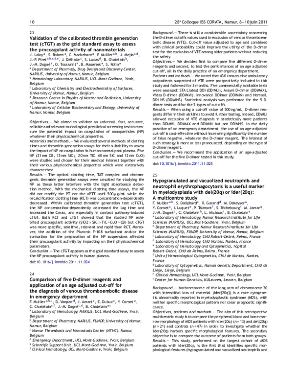 (PDF) Validation of the calibrated thrombin generation test (cTGT) as ...