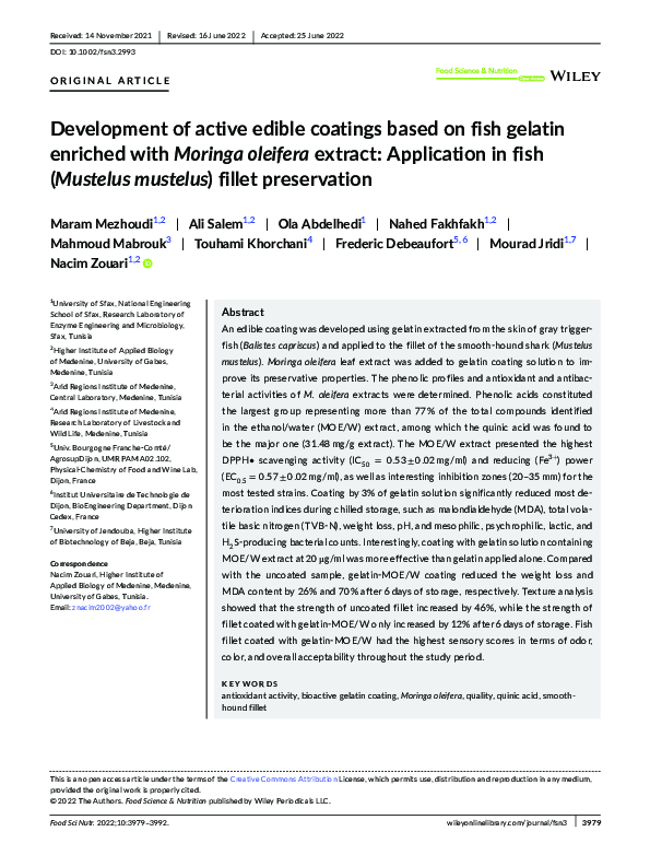 (PDF) Development of active edible coatings based on fish gelatin ...