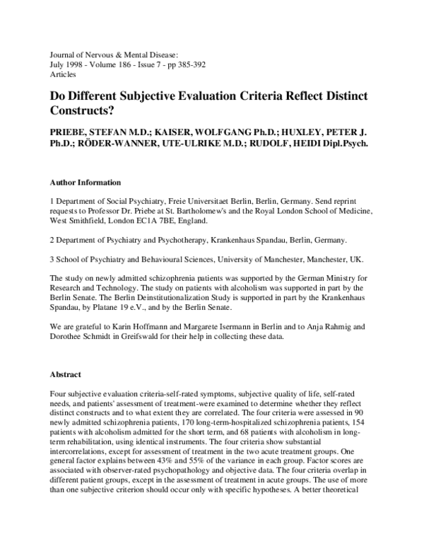(PDF) Do Different Subjective Evaluation Criteria Reflect Distinct ...