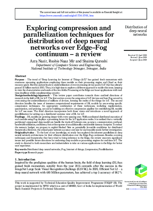 Pdf Exploring Compression And Parallelization Techniques For Distribution Of Deep Neural