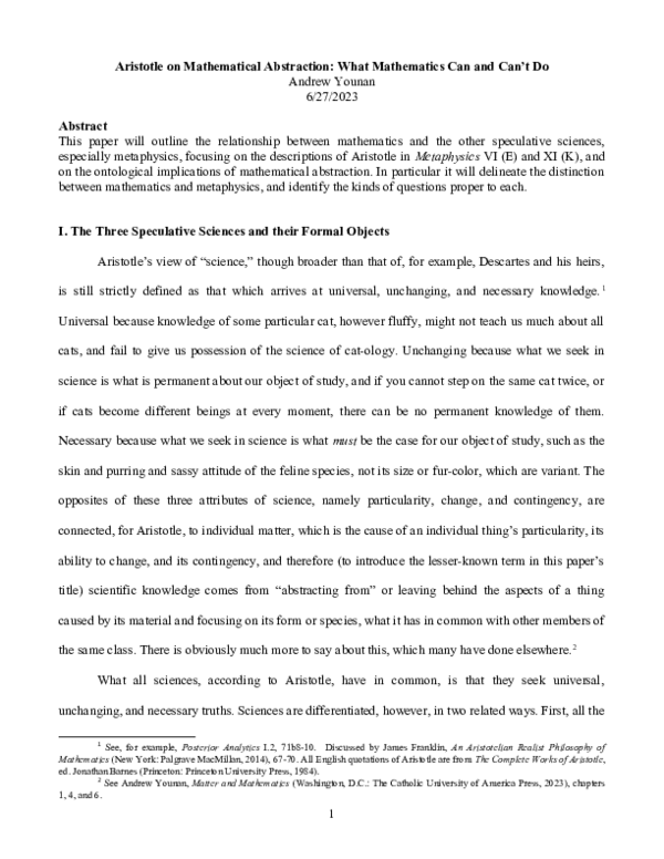 (DOC) Aristotle on Mathematical Abstraction: What Mathematics Can and ...