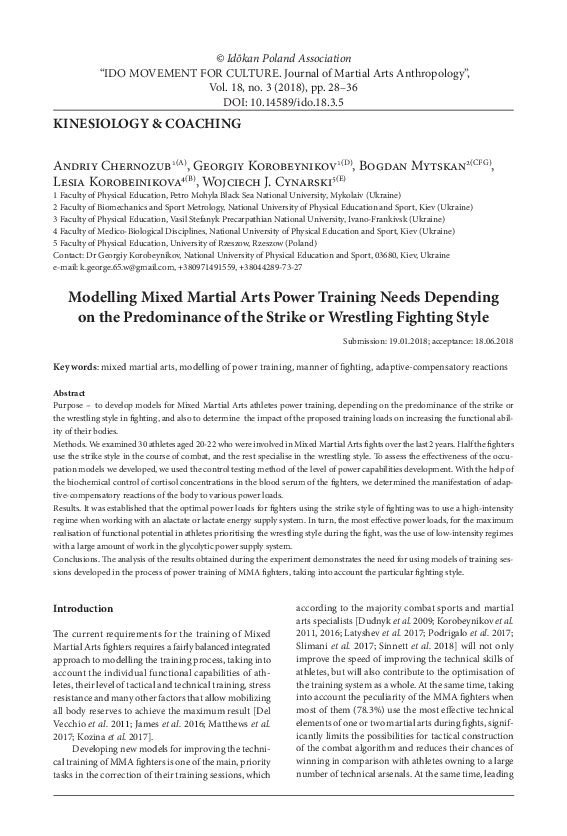 (PDF) Modelling Mixed Martial Arts Power Training Needs Depending on ...