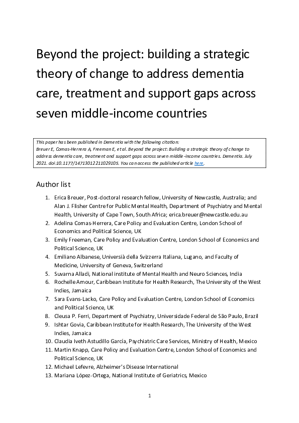 (PDF) Beyond the project: Building a strategic theory of change to ...