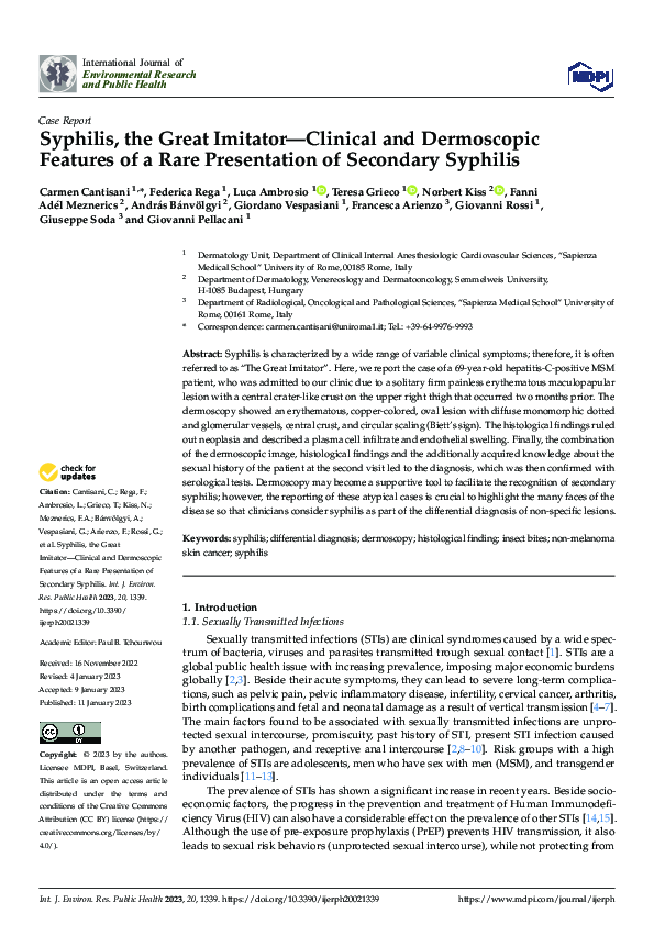 (PDF) Syphilis, the Great Imitator—Clinical and Dermoscopic Features of ...