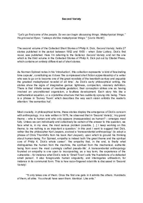 (DOC) Second Variety