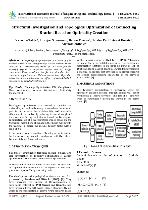 Pdf Structural Investigation And Topological Optimization Of 9205