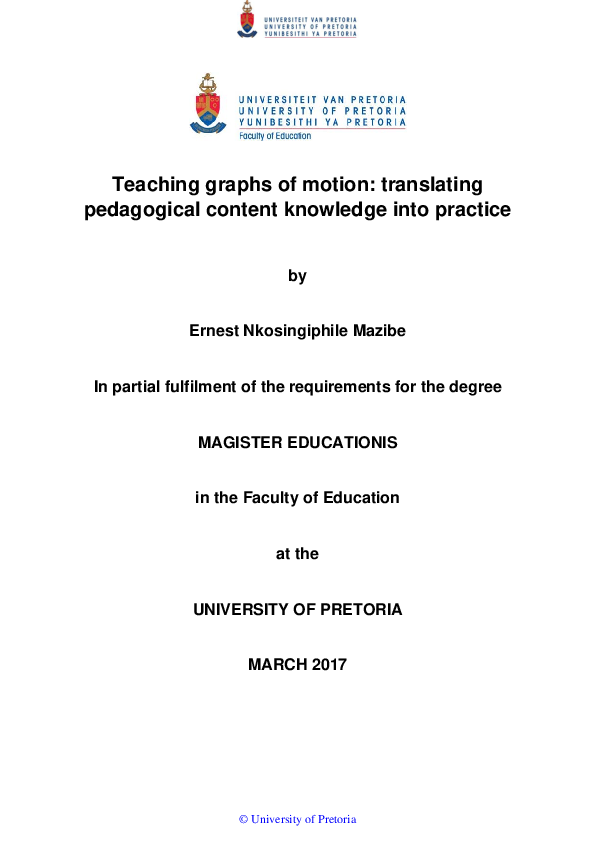 (PDF) Teaching graphs of motion : translating pedagogical content ...