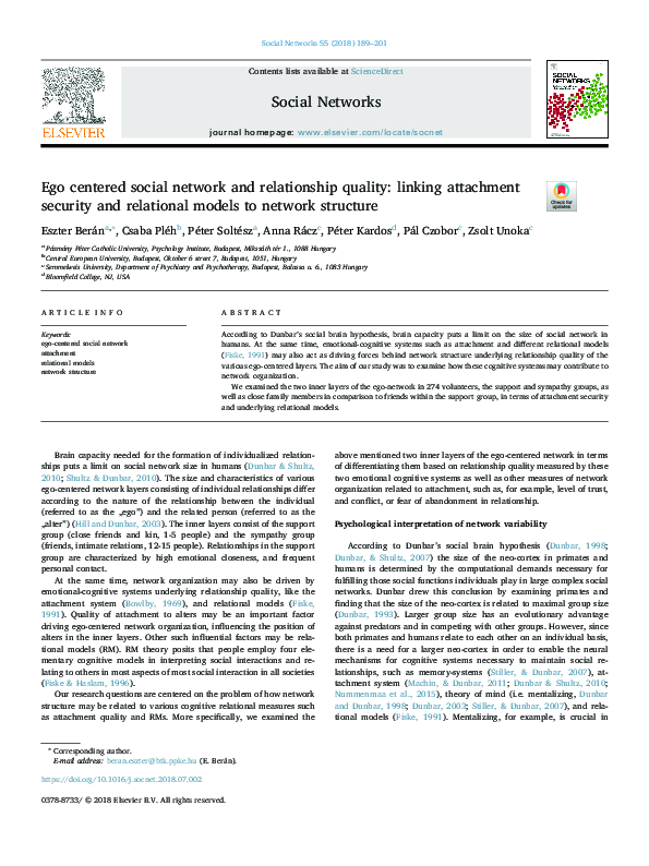 (PDF) Ego centered social network and relationship quality: linking attachment security and ...