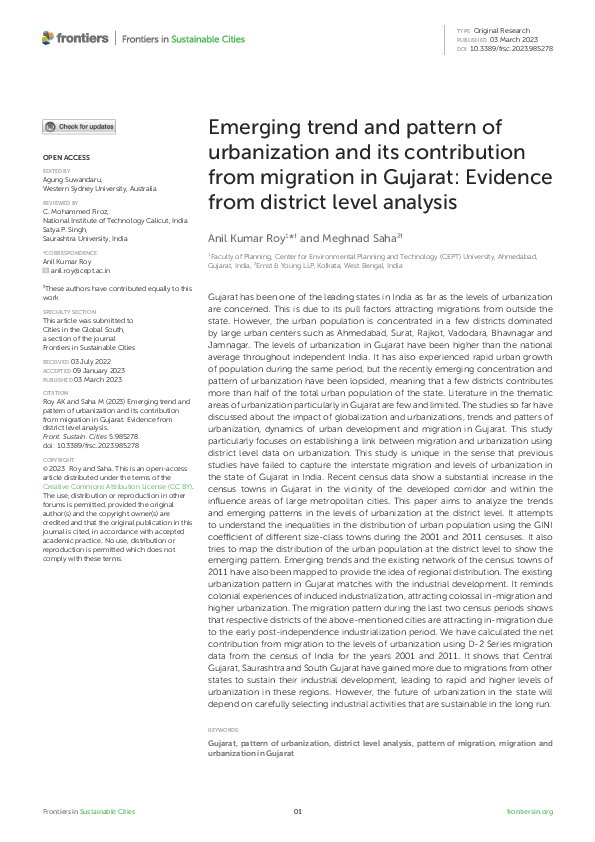(PDF) Emerging trend and pattern of urbanization and its contribution from migration in Gujarat ...
