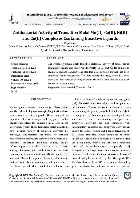 (PDF) Antibacterial Activity of Transition Metal Mn(II), Co(II), Ni(II) and Cu(II) Complexes ...