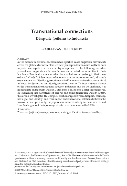 (PDF) Transnational connections Diasporic (re)turns to Indonesia ...
