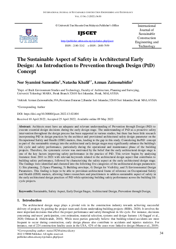 (PDF) The Sustainable Aspect of Safety in Architectural Early Design ...