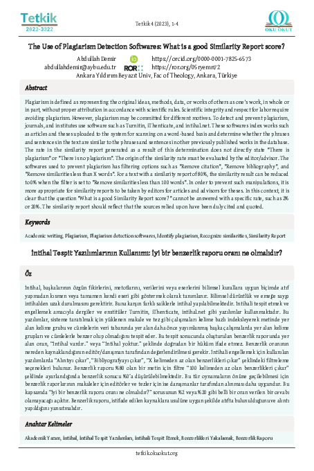 (PDF) The Use of Plagiarism Detection Softwares: What is a good ...