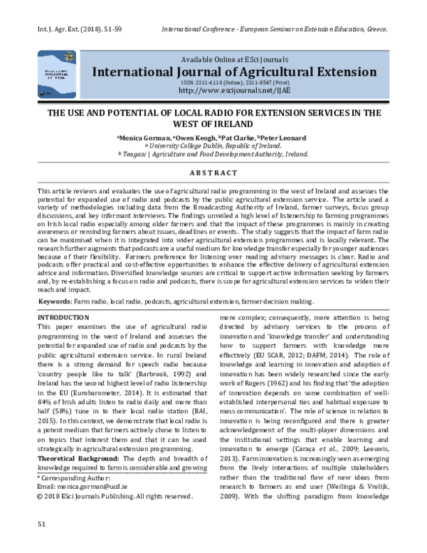 (PDF) International Journal of Agricultural Extension THE USE AND ...