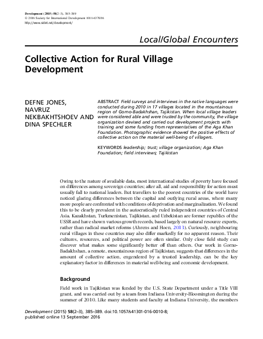 (PDF) Collective Action for Rural Village Development