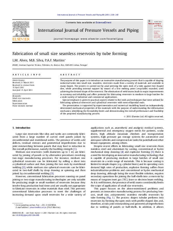 (PDF) Fabrication of small size seamless reservoirs by tube forming