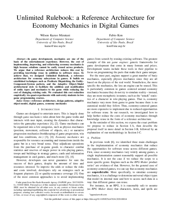 (PDF) Unlimited Rulebook: a Reference Architecture for Economy Mechanics in Digital Games