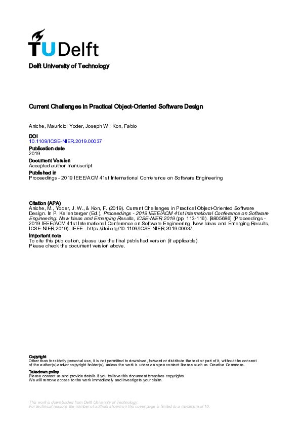 (PDF) Current Challenges in Practical Object-Oriented Software Design