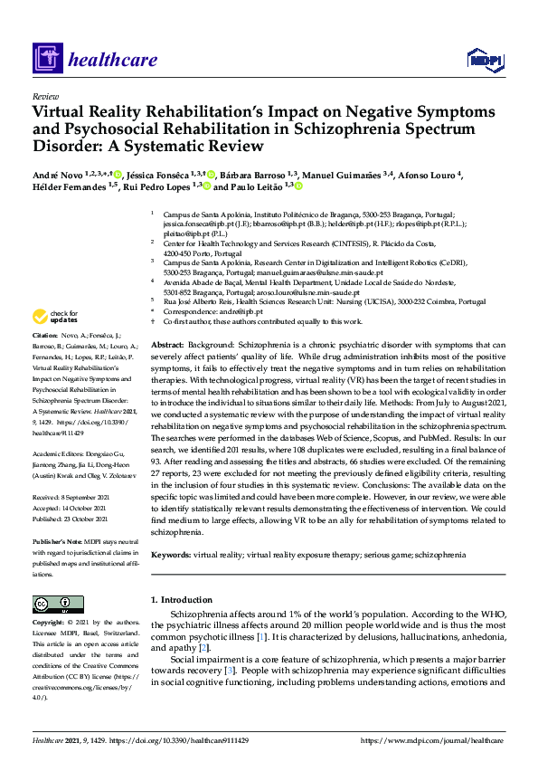 (PDF) Virtual Reality Rehabilitation’s Impact on Negative Symptoms and ...