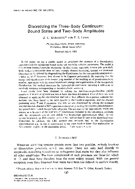 (PDF) Discretizing the three-body continuum: Bound states and two-body ...