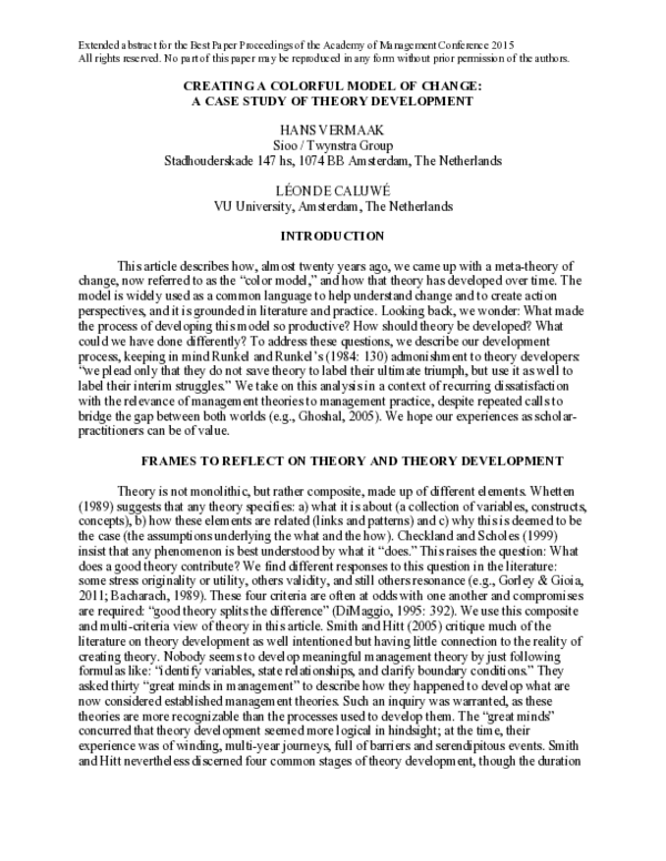 (PDF) Creating a Colorful Model of Change: A Case Study of Theory ...