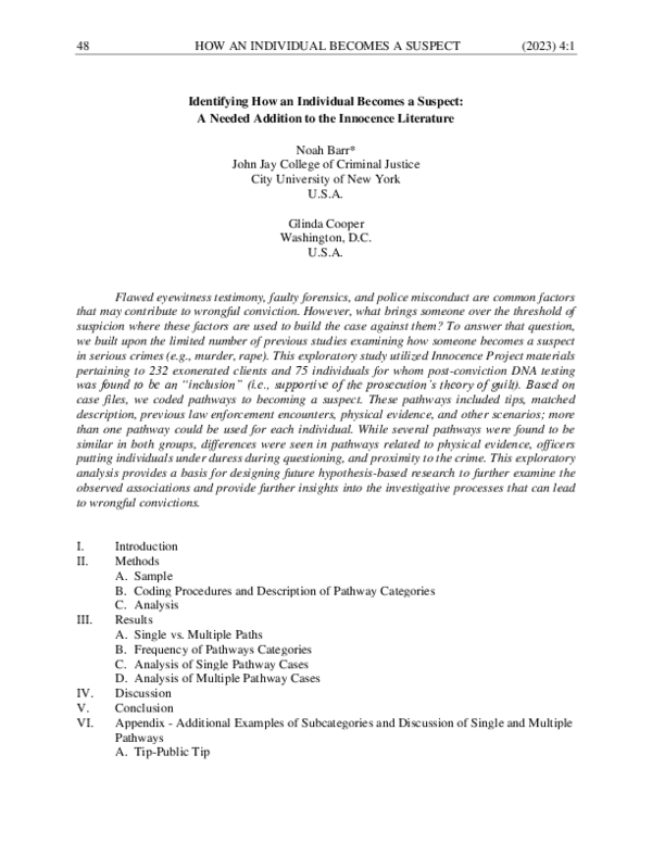 (PDF) Identifying How an Individual Becomes a Suspect