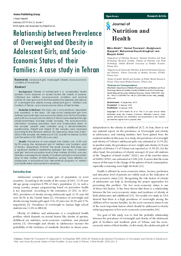 (PDF) Relationship between Prevalence of Overweight and Obesity in ...