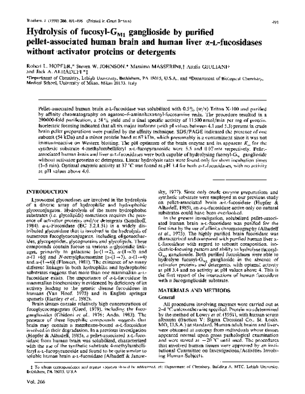 (PDF) Hydrolysis of fucosyl-GM1 ganglioside by purified pellet ...