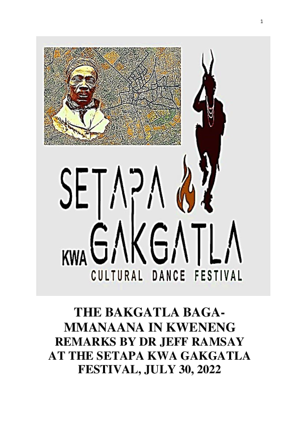 (PDF) THE BAKGATLA BAGA-MMANAANA IN KWENENG